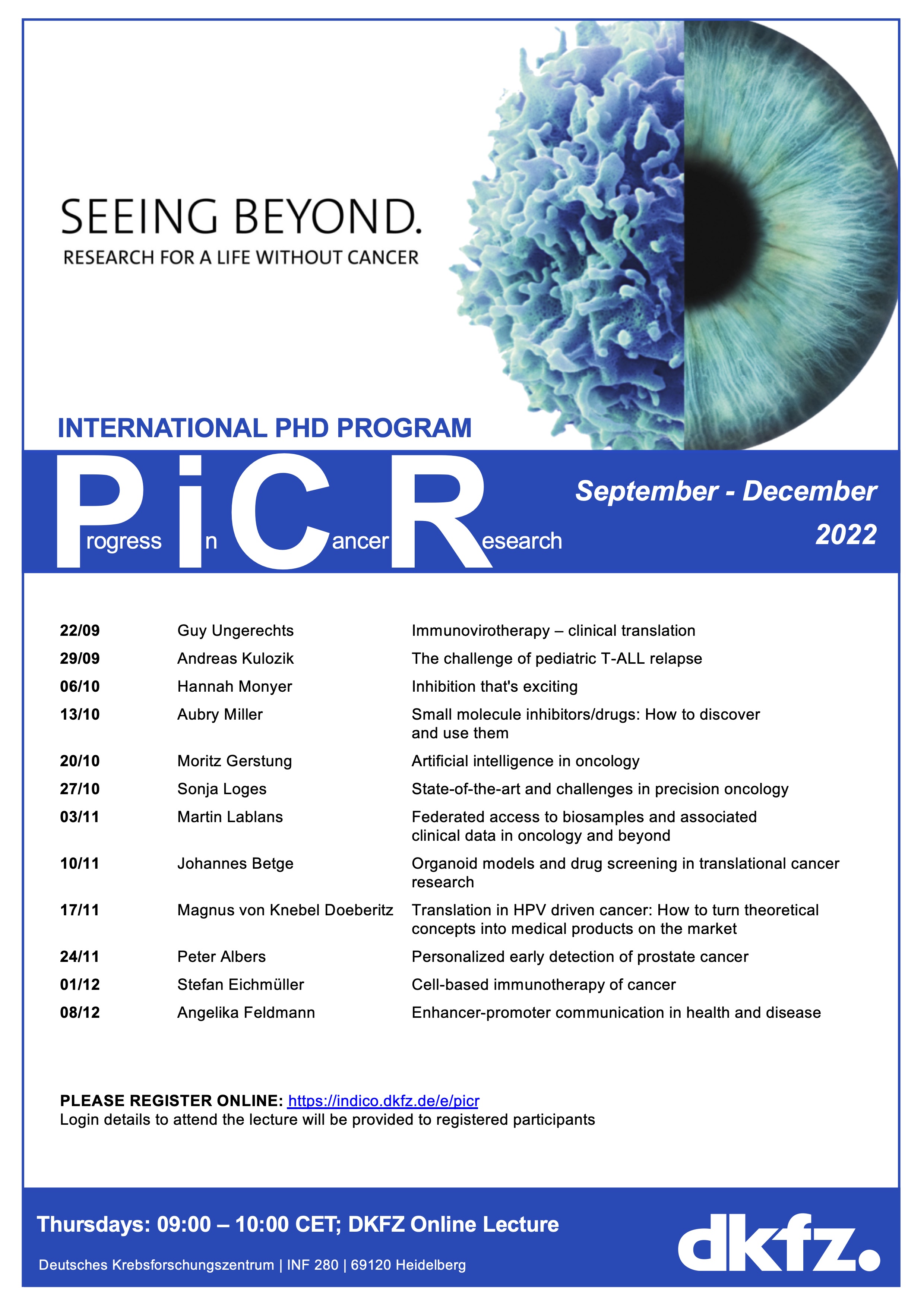 Progress in Cancer Research Lectures (22 September 2022 - 31 January ...